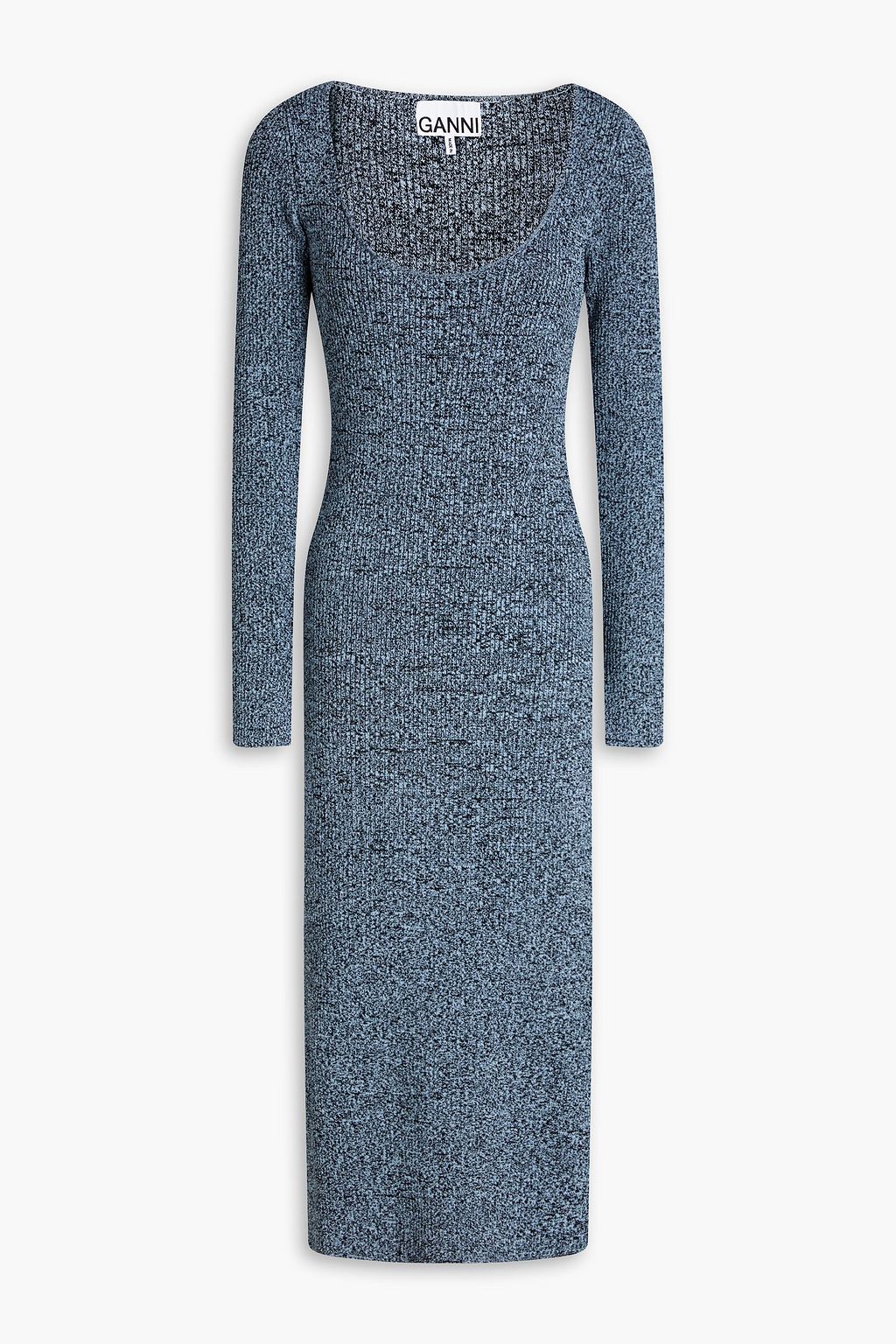 GANNI Mélange Ribbed-Knit Midi Dress – Versatile Style for Effortless ...