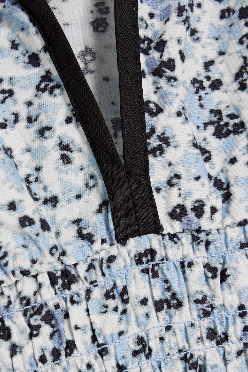 GANNI Shirred Printed Cotton-Poplin Midi Dress – Stylish Floral Design ...